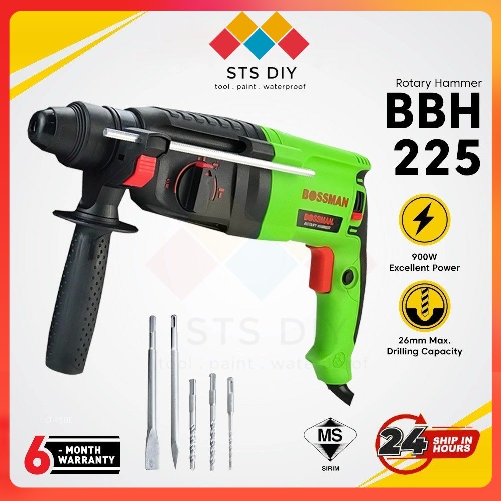 BOSSMAN BBH225 Rotary Hammer Drill 900w BBH-225 l 3 Function Rotary ...