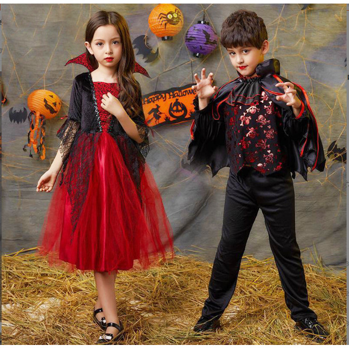 Halloween Children Gauze Vampire Costume Girls Princess Dress Dress ...