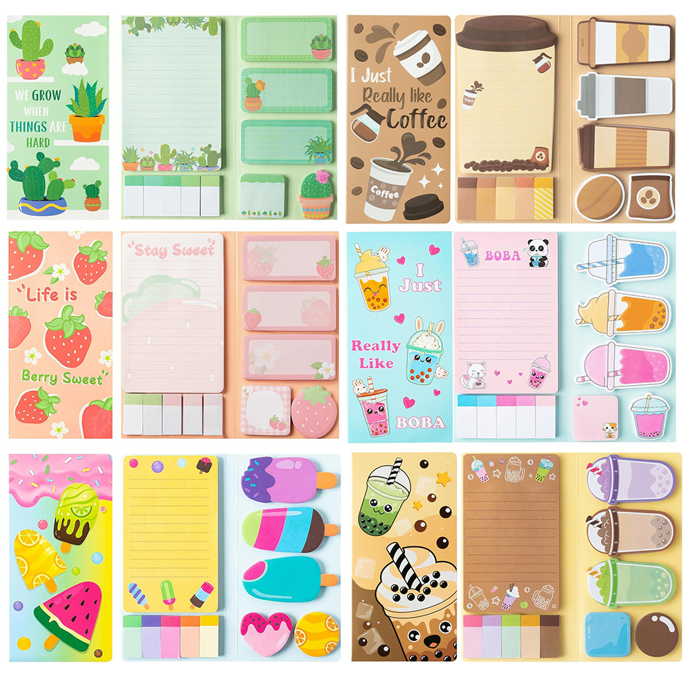 550 Sheets Cute Animals Sticky Notes Set Notepad Memo Classification ...