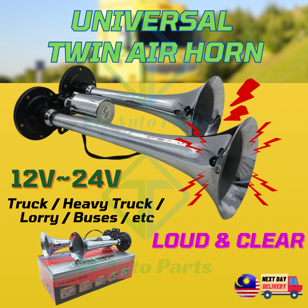 12V~24V Universal Twin Air Horn/Super Loud/High Frequency/Dual Trumpet ...