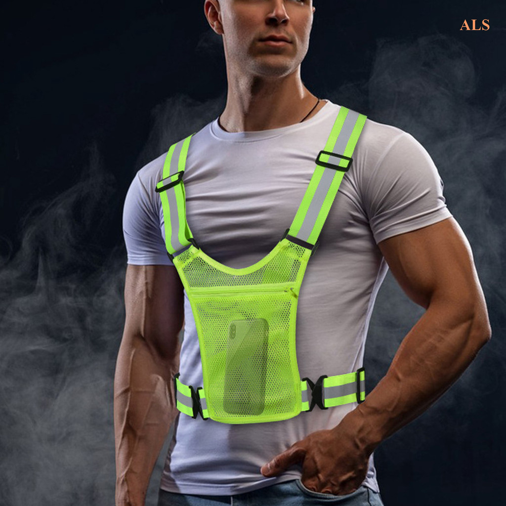 ALS Motorcycle Road Traffic Cycling Reflective Vest with Pouch ...