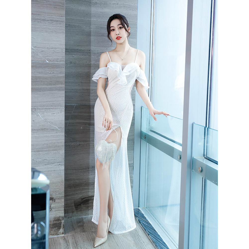 New Fishtail Hollow One-Shoulder Long Ocean Niche Sexy Suspender Long ...