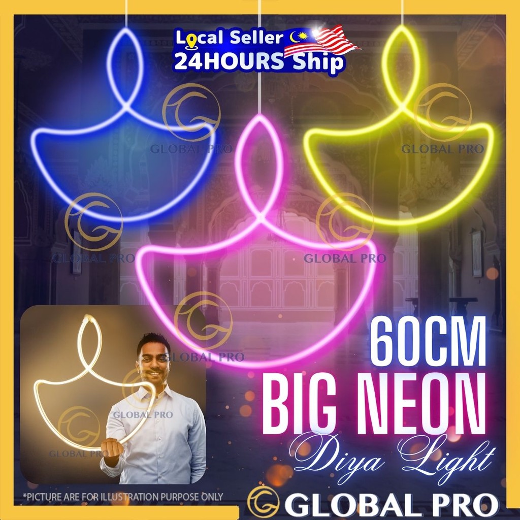 BIG SIZE Neon Diya Light Neon Sign Festival of Light Deepavali ...