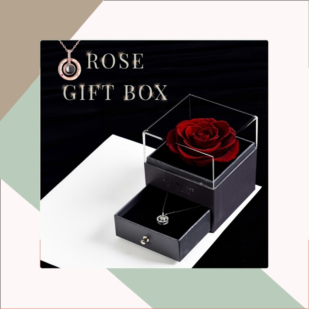 MAWAR Goto Alexa Gift Box Rose Flower Necklace Pendant Aesthetic Gift ...