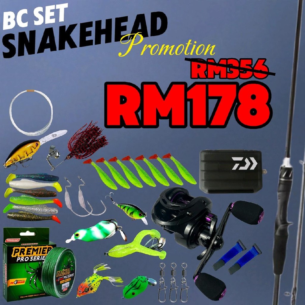 【Combo Snakehead BaitCasting Set】 FISHLANG Solid Joran BaitCasting rod ...