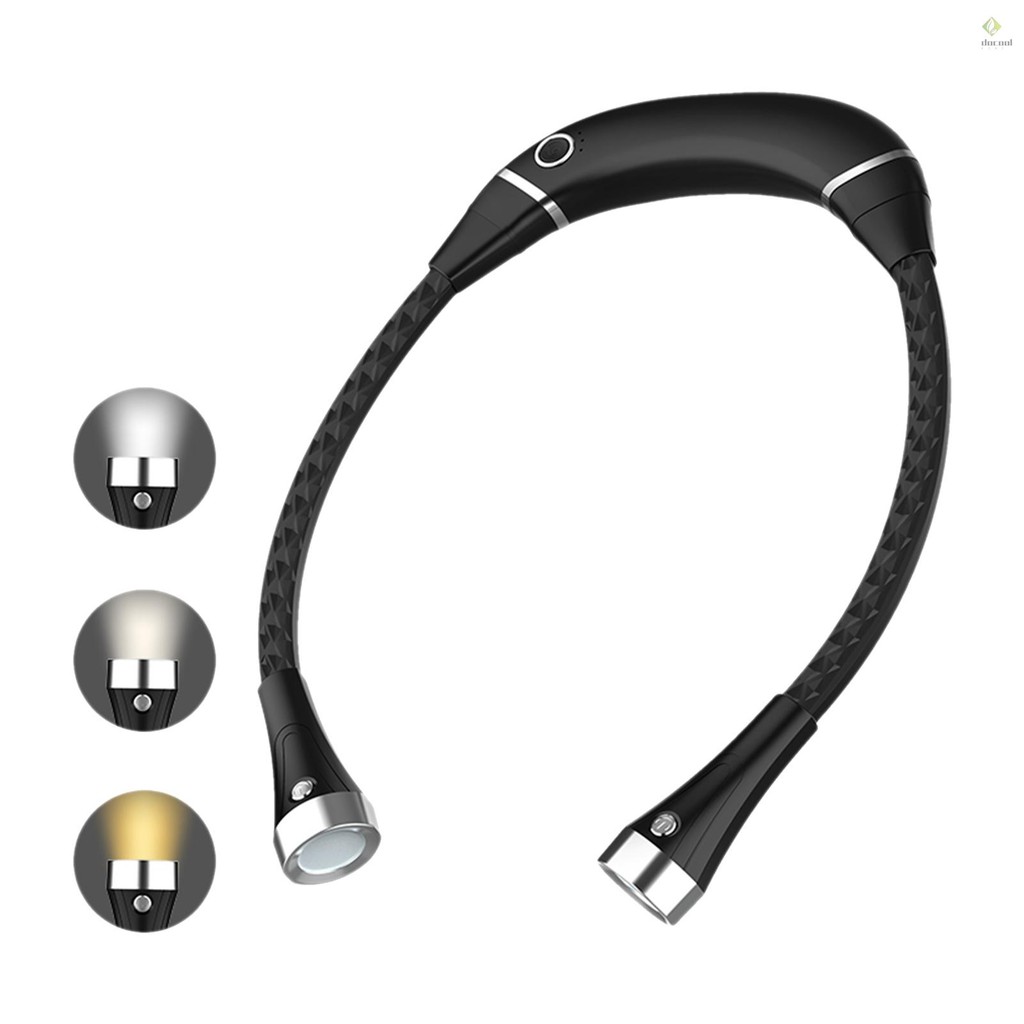 Neck Reading Light Foldable USB Rechargeable LED Book Light 3 Light ...