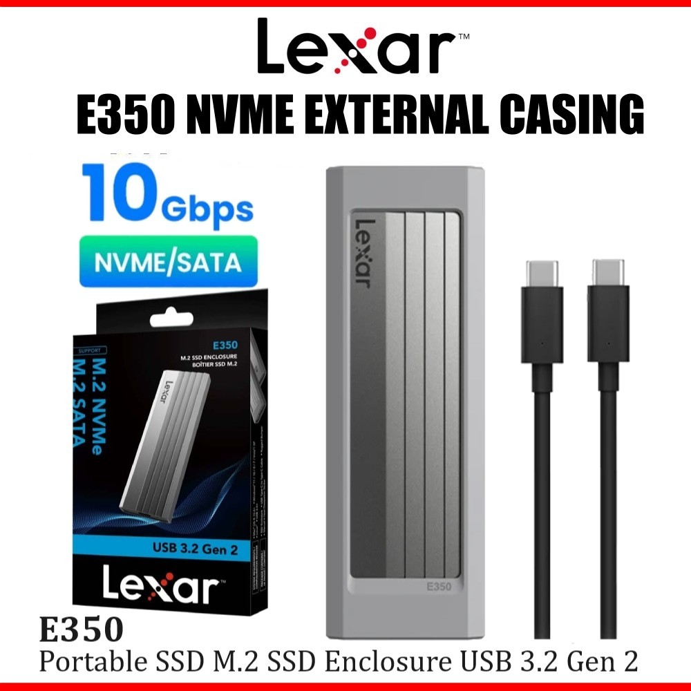 LEXAR E350 NVME EXTERNAL CASING M.2 SSD CASE CASING ENCLOSURE USB 3.2 ...