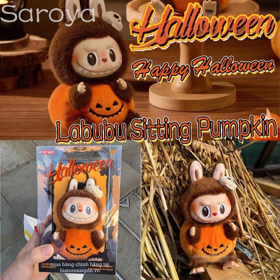 Pop MART Labubu Happy Halloween Sitting Pumpkin Cartoon Cuddly Plush ...