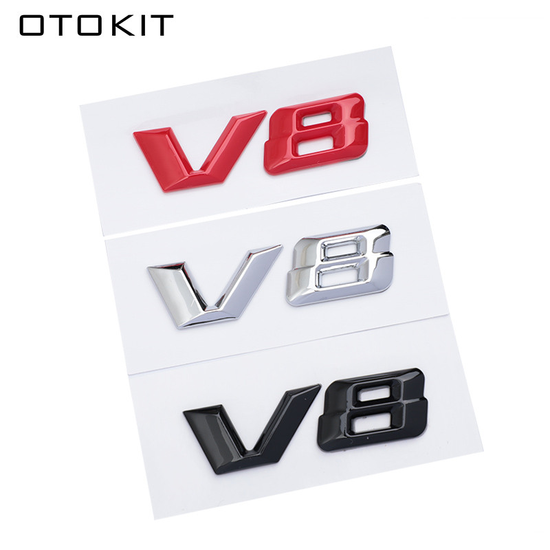 OTOKIT 3D ABS Chrome Letters Car Fender Badge Sticker V8 Emblem Logo ...