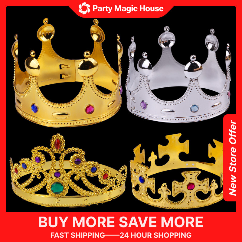 King Crown Halloween Ball Dress Up Plastic Crown Scepter Party Supplies ...