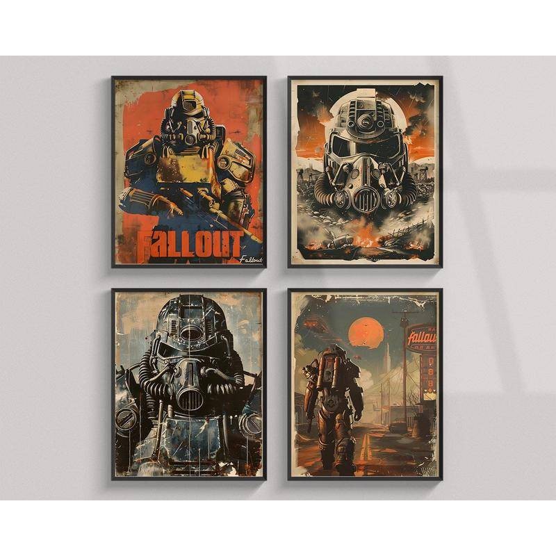 Fallout Retro Posters Power Armor Print, Video Game Poster Printable ...