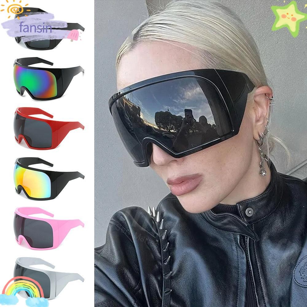 FANSIN Oversized Shades, Oversized Rave Curved Lens Wrap Around Sunglasses, Trendy Y2K UV400 ...