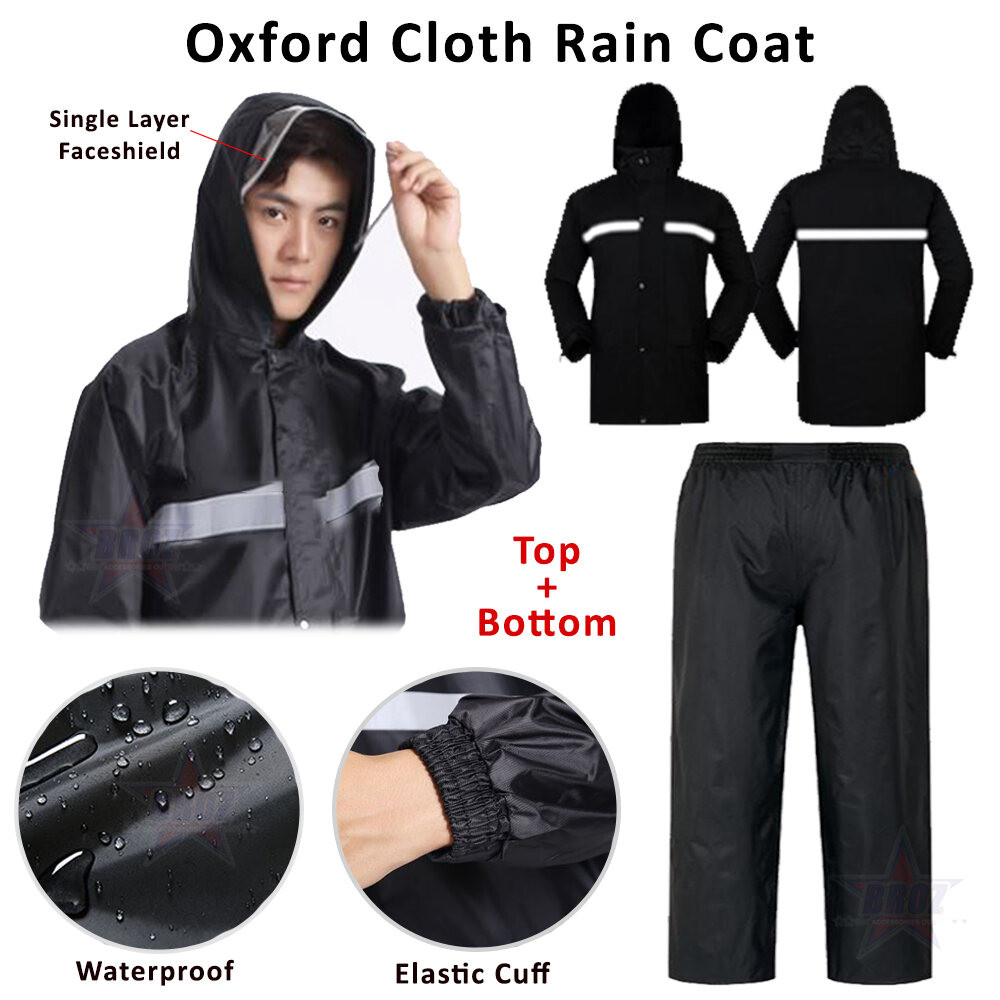Black Oxford Cloth Raincoat Rain Coat Jacket Suit Adult Full Set ...