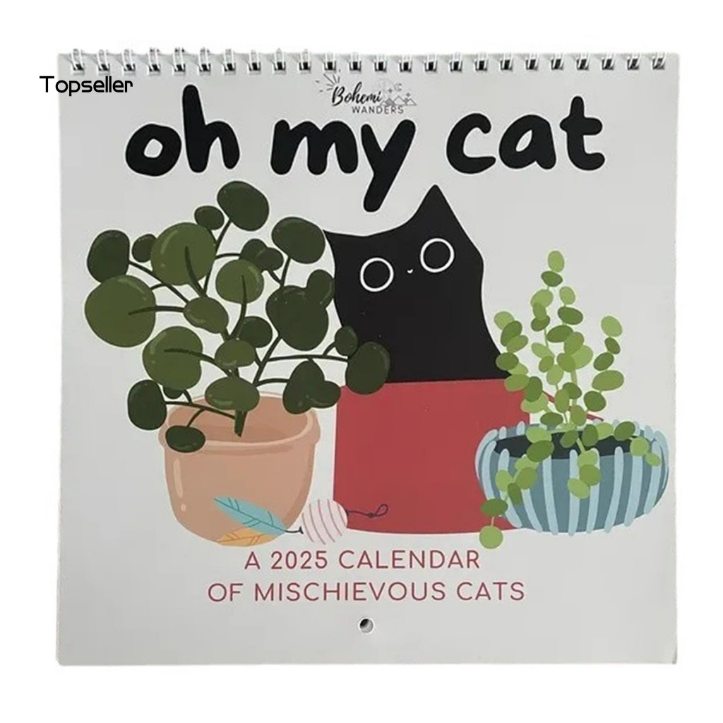 Tops* Cute Cat Calendar Lifestyle Planner Calendar 2025 Cute Cat Wall ...