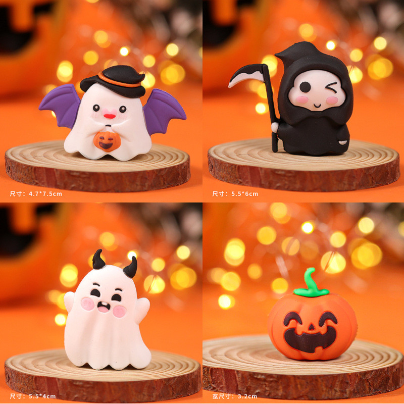 Halloween Rubber Cute Ghost Pumpkin Toy Doll Cake Topper Decoration 万圣节 ...