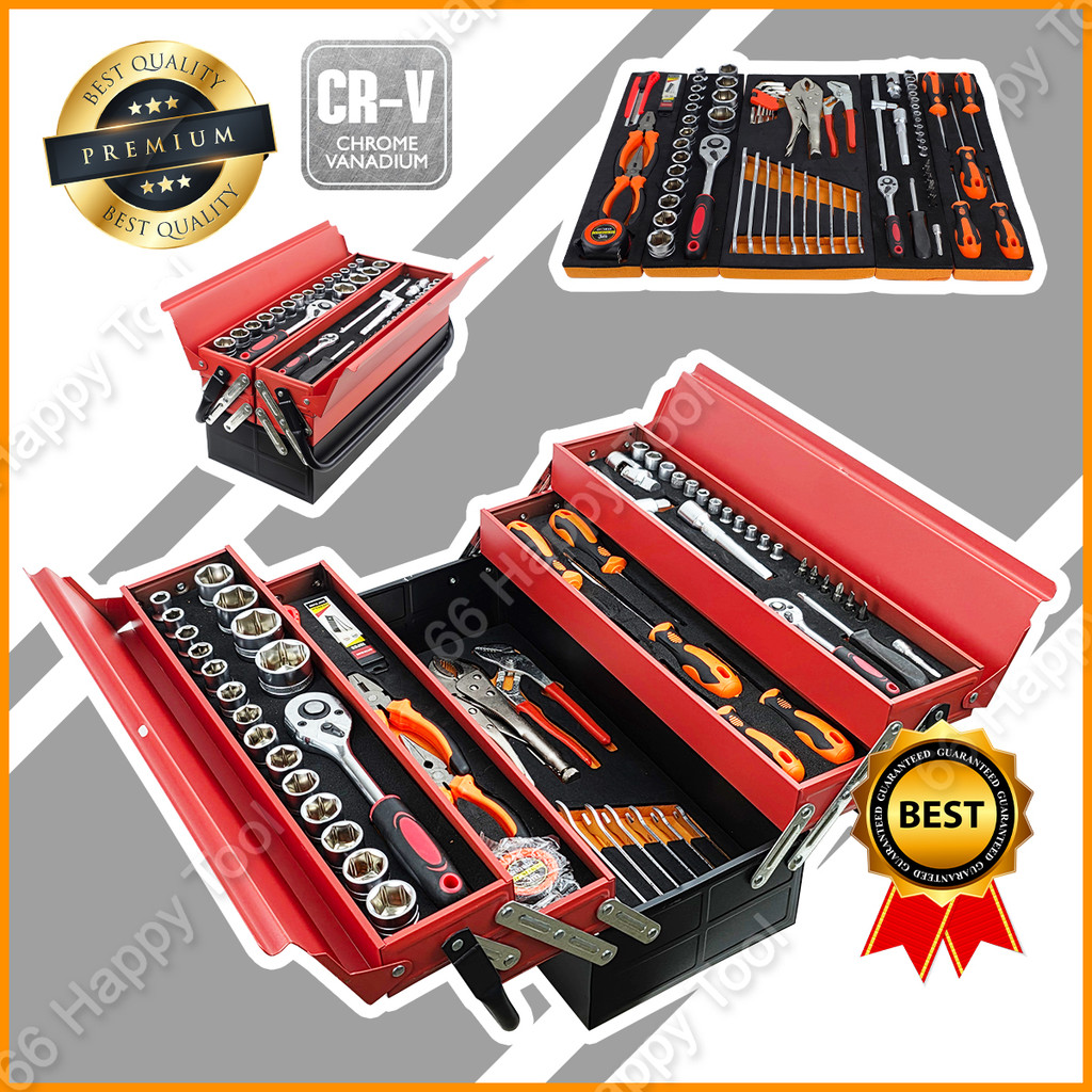 85pcs / 86pcs Metal Tool Box Set 5 Layer Cantilever Box Heavy Duty ...