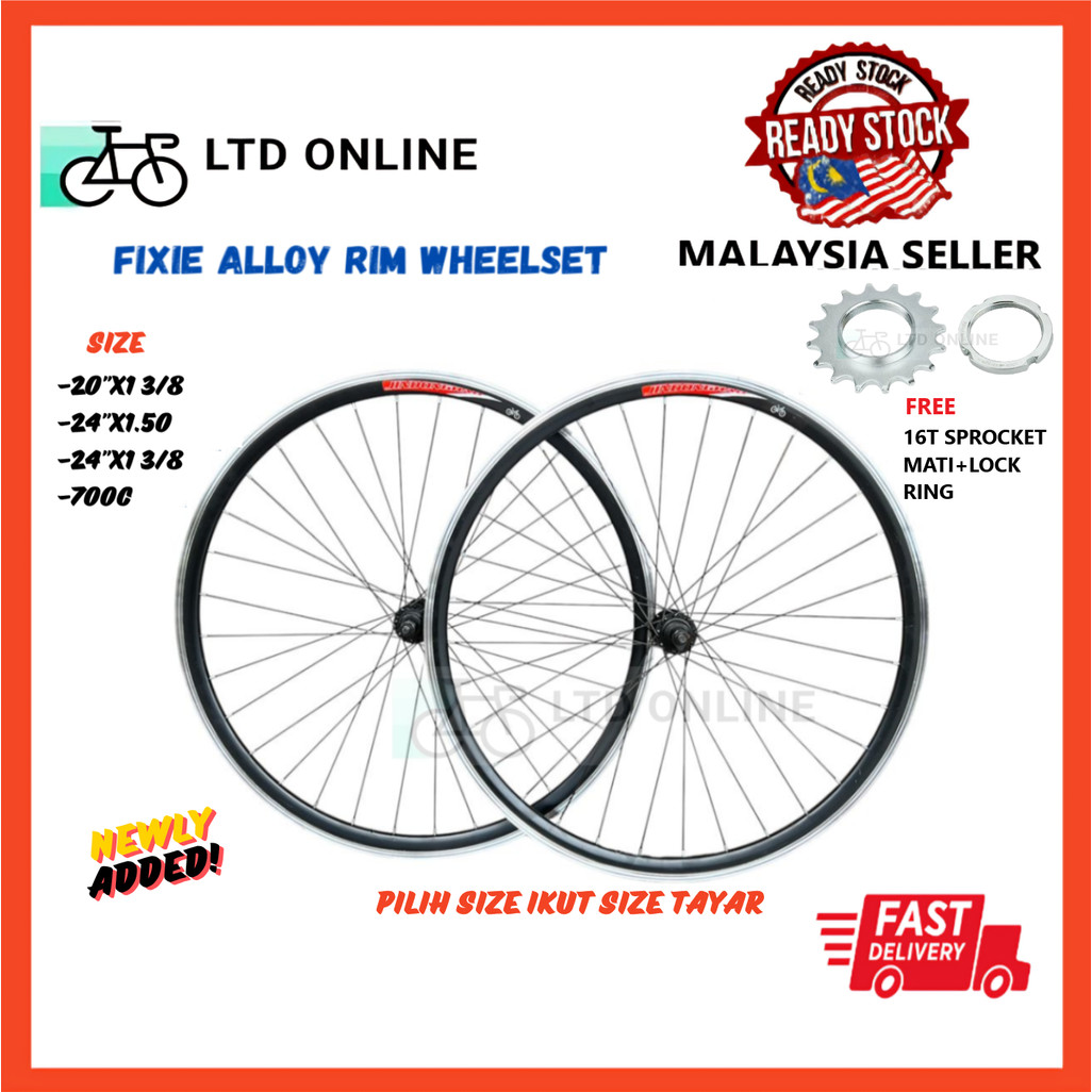 700C/20"/24" FIXIE RIM Bicycle Fixie Alloy Rim Set Wheelset Double Wal ...