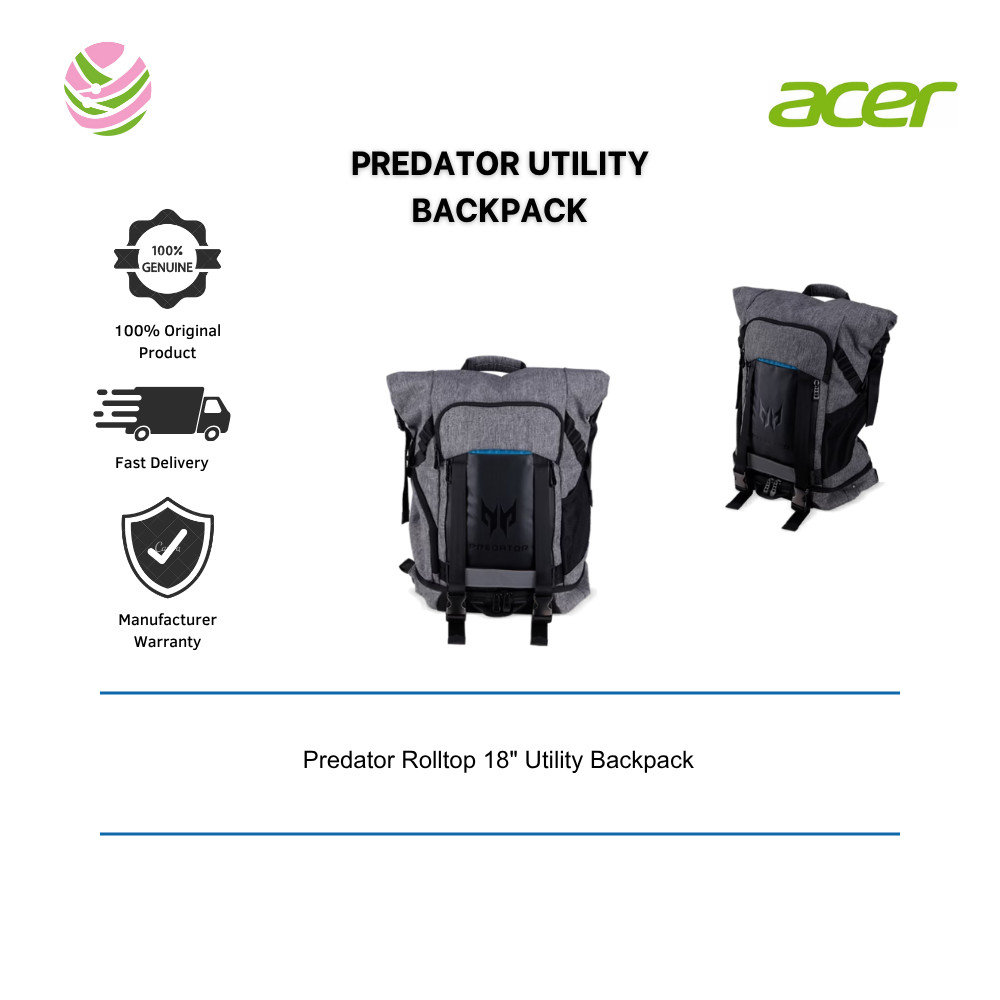 Acer Predator Rolltop 18" Utility Backpack (ZL.BAGSS.00C) | Shopee Malaysia