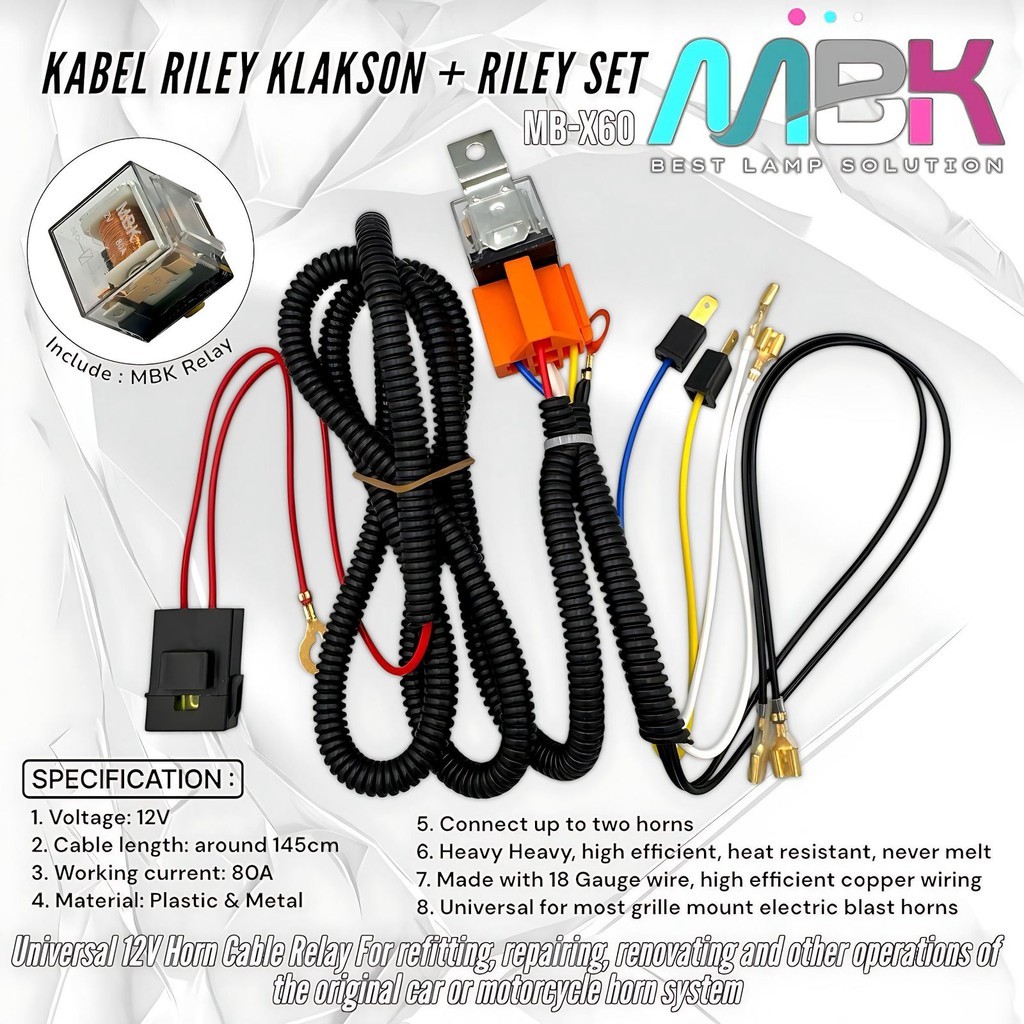 Universal 4 MBK Foot Horn Riley Socket Cable for Motorcycles and Cars ...