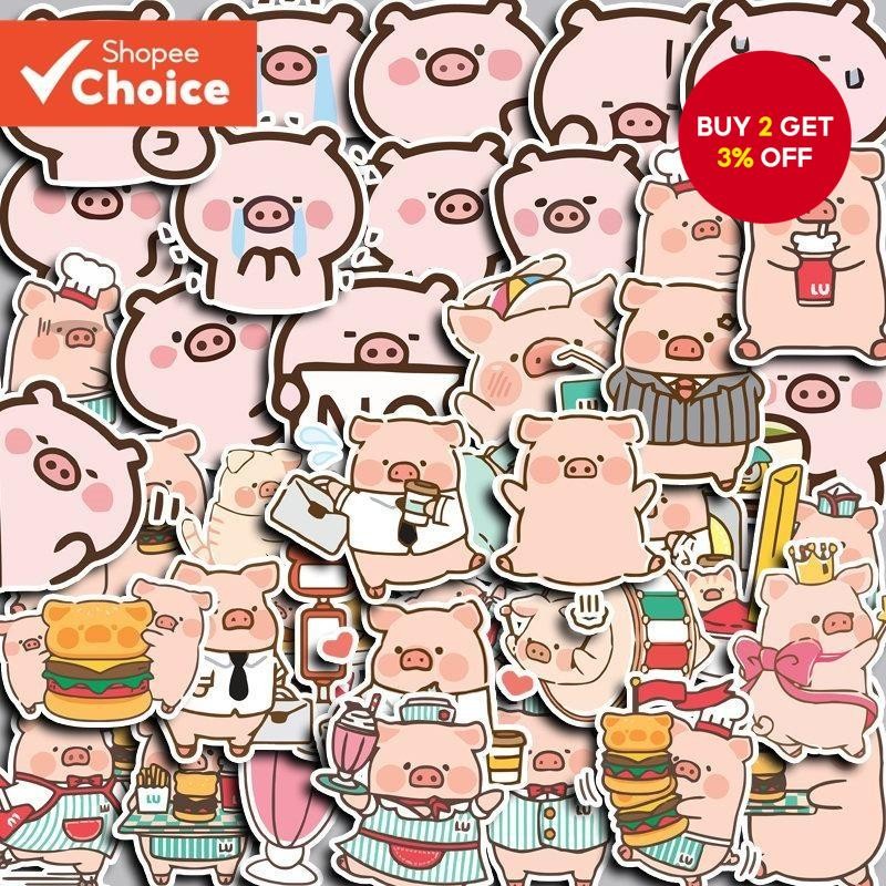 40pcs Cute Pig Stickers Diy Computer Laptop Washi Scrapbooking Stickers ...