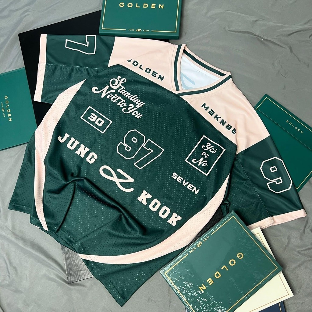 "BTS JUNGKOOK GOLDEN NFL Jersey 2024 Official Kpop Merch Fanmade ...