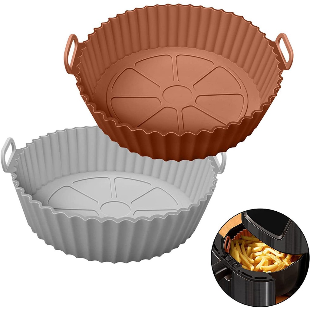 2PCS Air Fryer Silicone Basket Thicken Silicone Mold For Air Fryer Pot ...