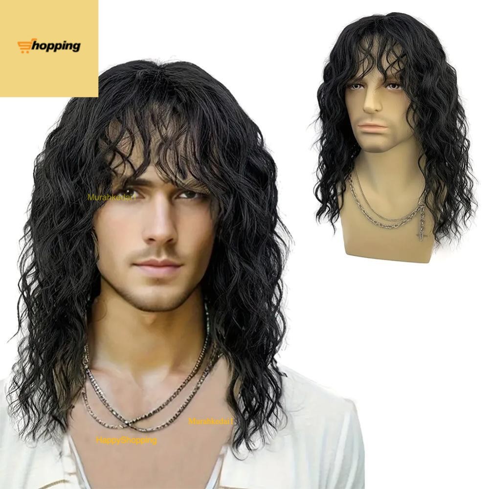 MK1 Men's Wig Punk Rock Short Curly Hair Halloween Dress Up Wig Headset ...