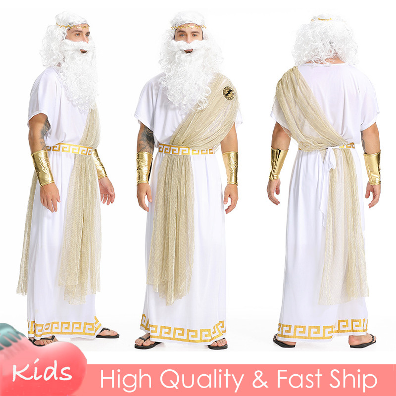 Ancient Rome Greek Legend Greece God Zeus Cosplay Costume White Golden ...