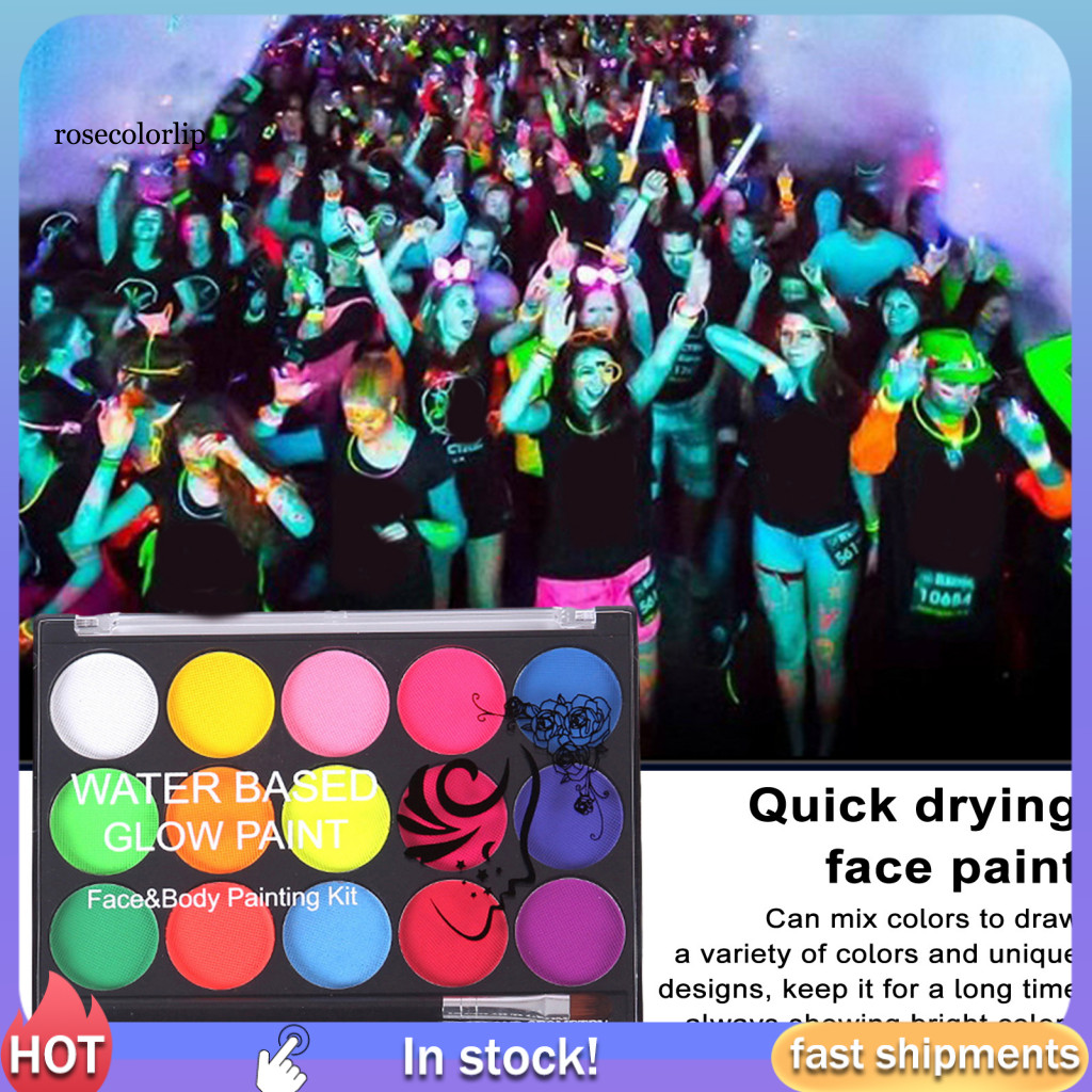 RR Versatile Face and Body Paint Kit Body Painting Set 15 Color Glow in ...