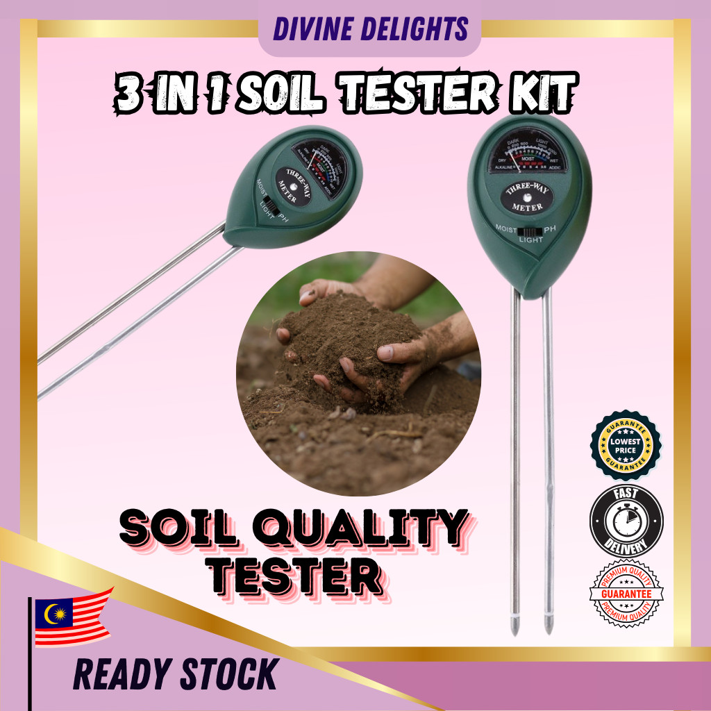 Soil PH Meter 3 in 1 Soil Tester Kit with Moisture Light and PH Test ...