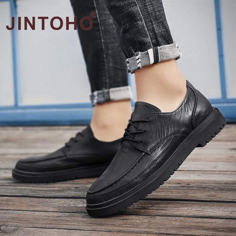 JINTOHO Fashion Men Black Leather Shoes Office Dress Shoes Men Formal ...