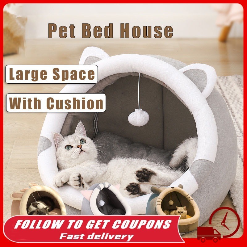 😺HOT Cat Bed Cartoon Pet Bed Foldable Removable Washable Pet Sleeping ...