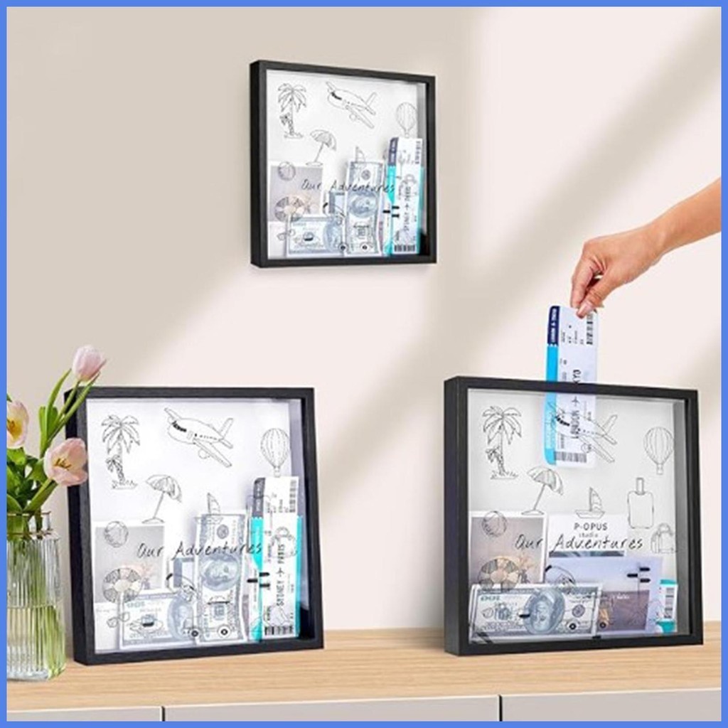 Travel Ticket Box Top Loading Shadow Keepsake Box With Slot ...