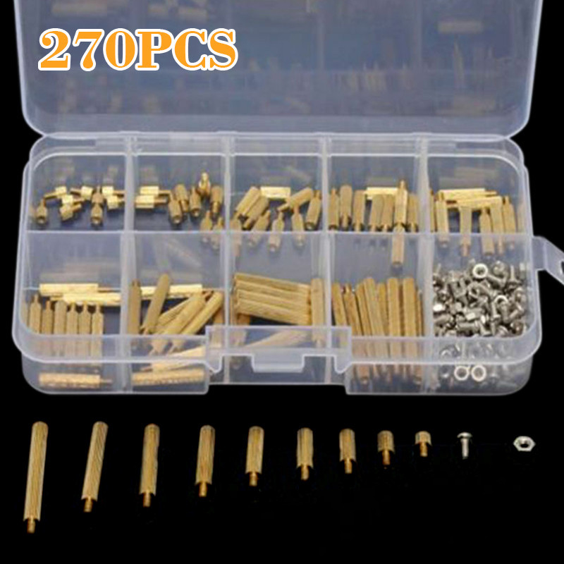 270 Pcs Male Female Brass PCB Spacer Standoff Screw Nut Assortment ...