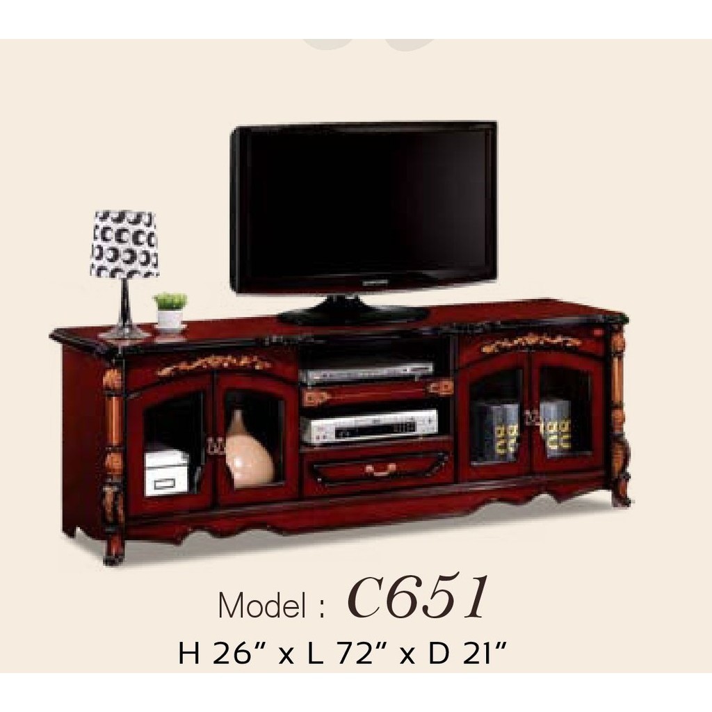 Solid Wood Dark Brown High Class TV Cabinet Kayu Solid | Shopee Malaysia