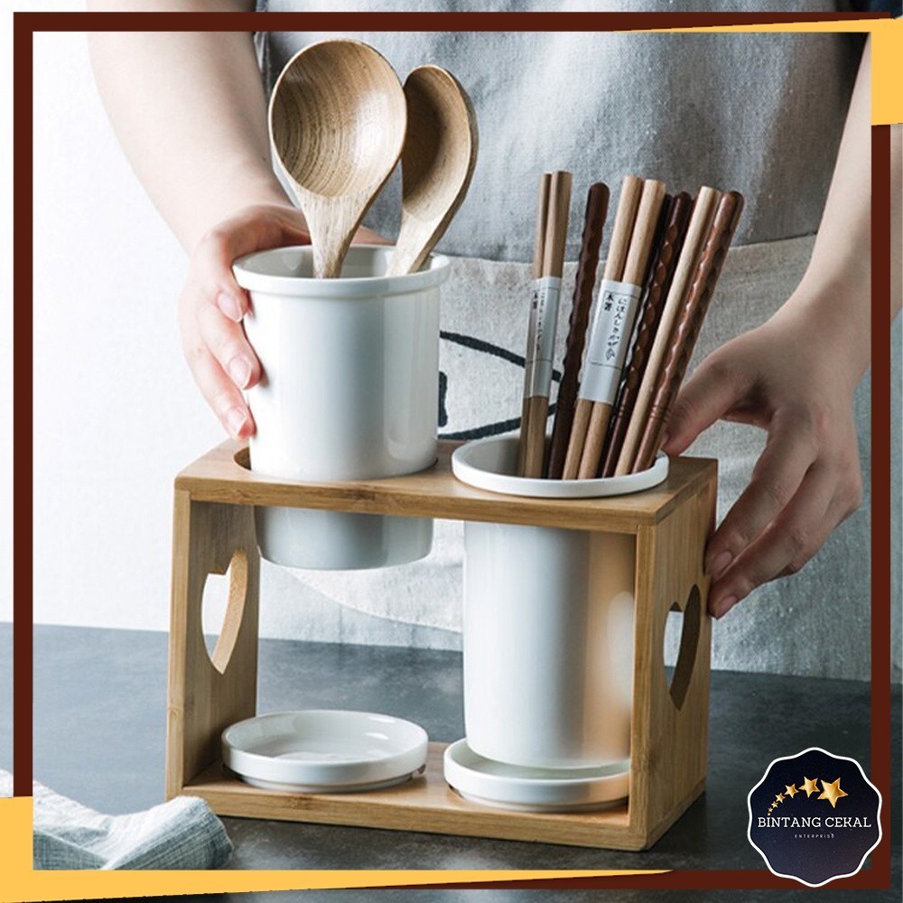 Cultery Holder Tablware Cultery Storage Ceramic Drain Rack Chopstick ...