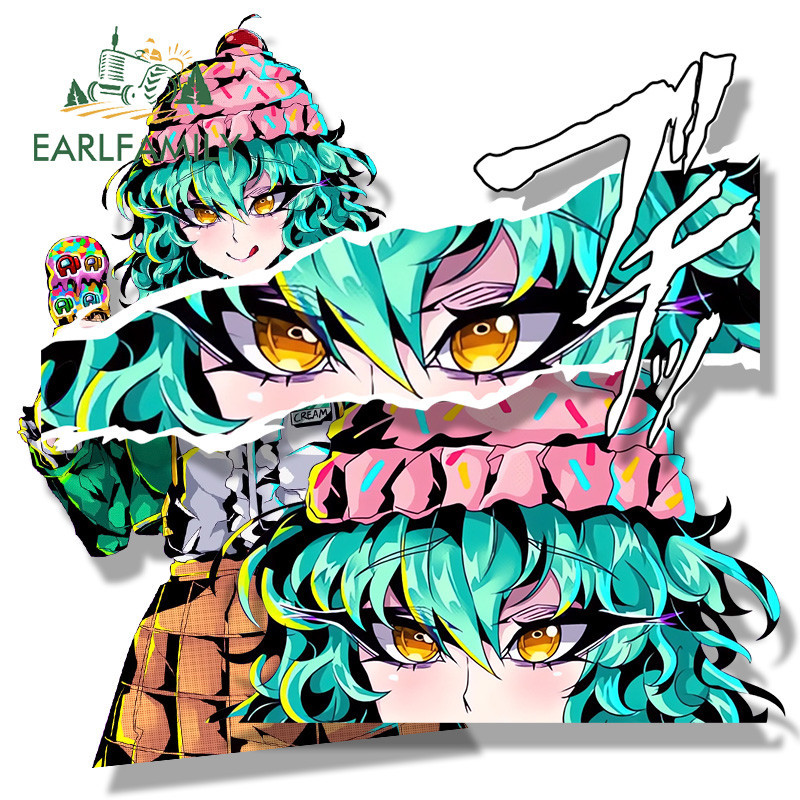 EARLFAMILY 13cm Cream Chan Car Sticker Hot Cartoon JDM Chibi Big Head ...