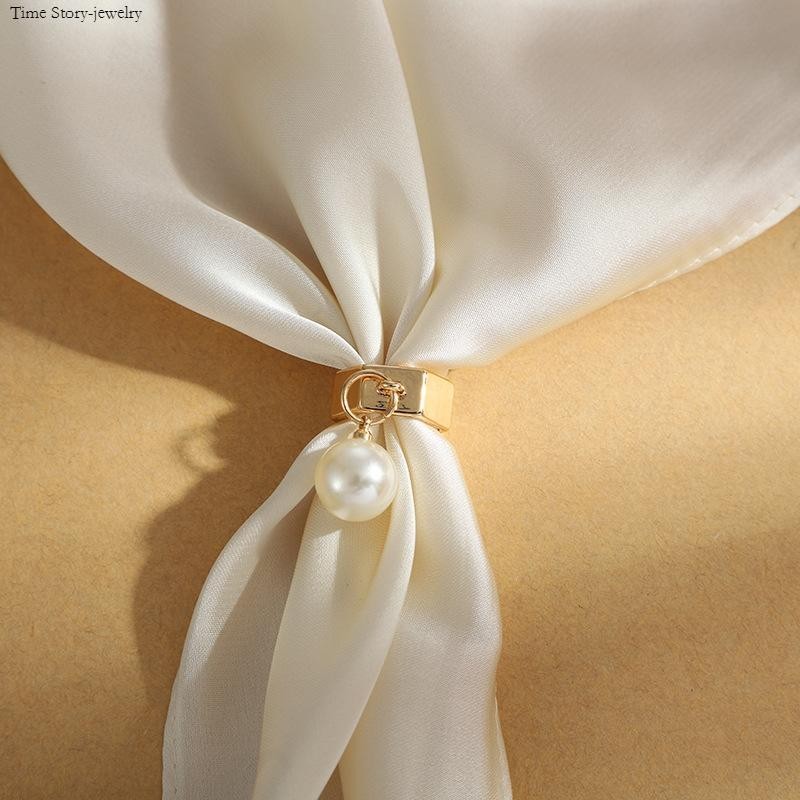 Scarf buckle Pearl shawl buckle Simple silk scarf buckle Korean version ...