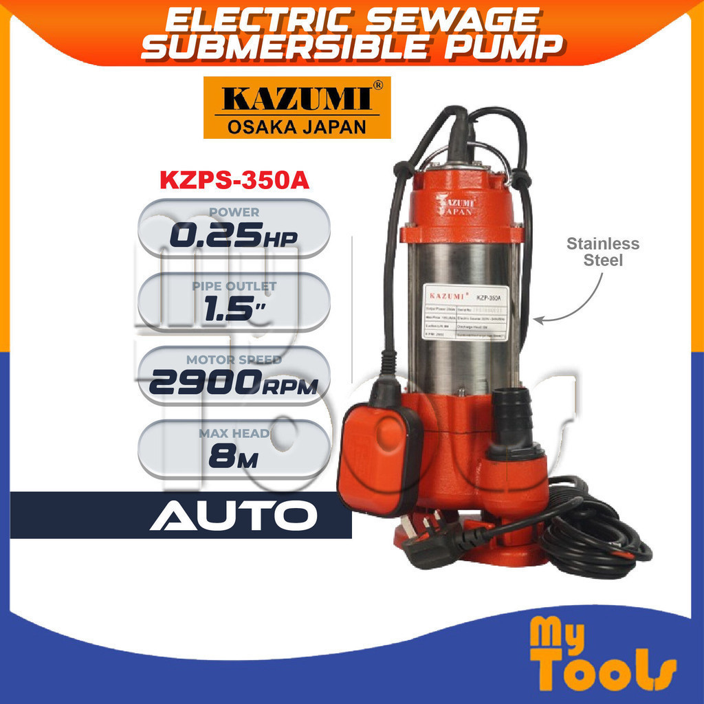 Mytools KAZUMI JAPAN KZPS-350A Electric Sewage Submersible Pump 1.5 ...