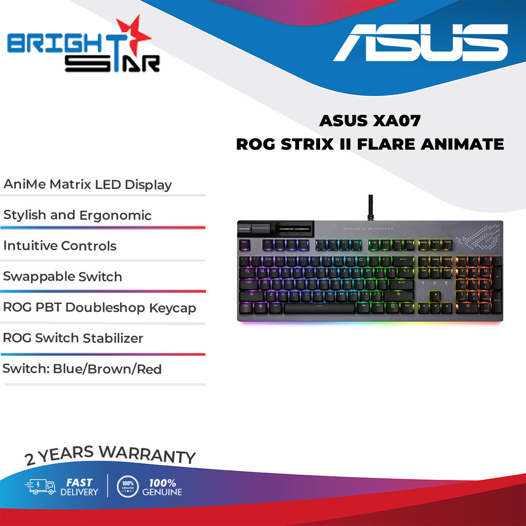 ASUS XA07 ROG Strix II Flare Animate Keyboard - 2 Years Warranty (Blue ...