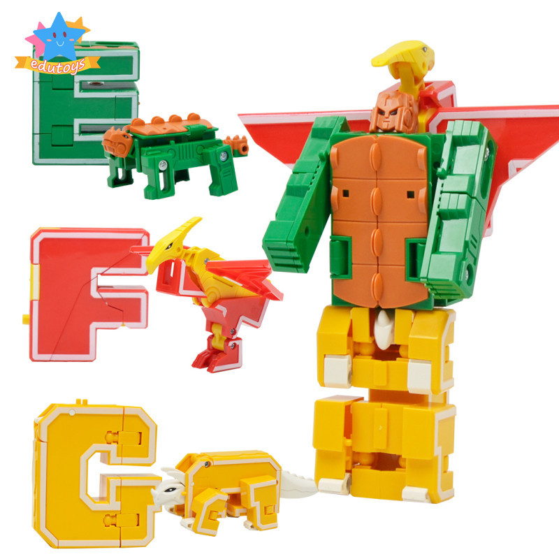 [Edstars] 7 Pieces Dinosaur Alphabet Blocks Robots Toy Playset to Big ...