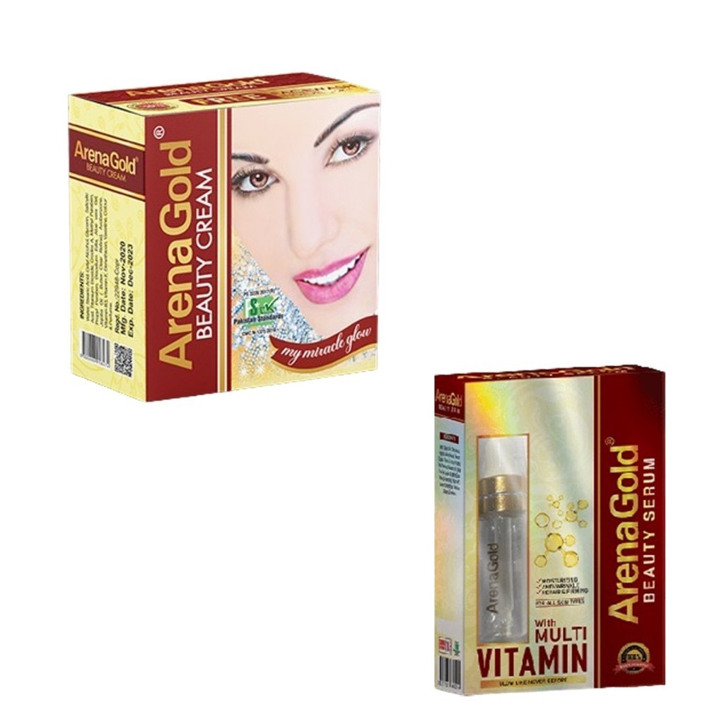 ARENA GOLD 2IN1 Beauty Cream 30G + Multi Vitamin Face Serum | Shopee ...