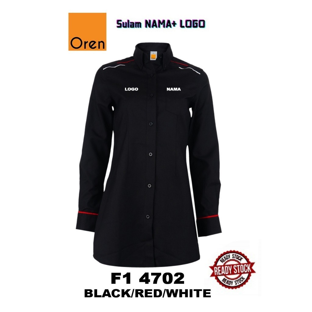 BAJU KORPORATE MUSLIMAH PHITAM LENGAN PANJANG F1 4702 jenama oren sport ...