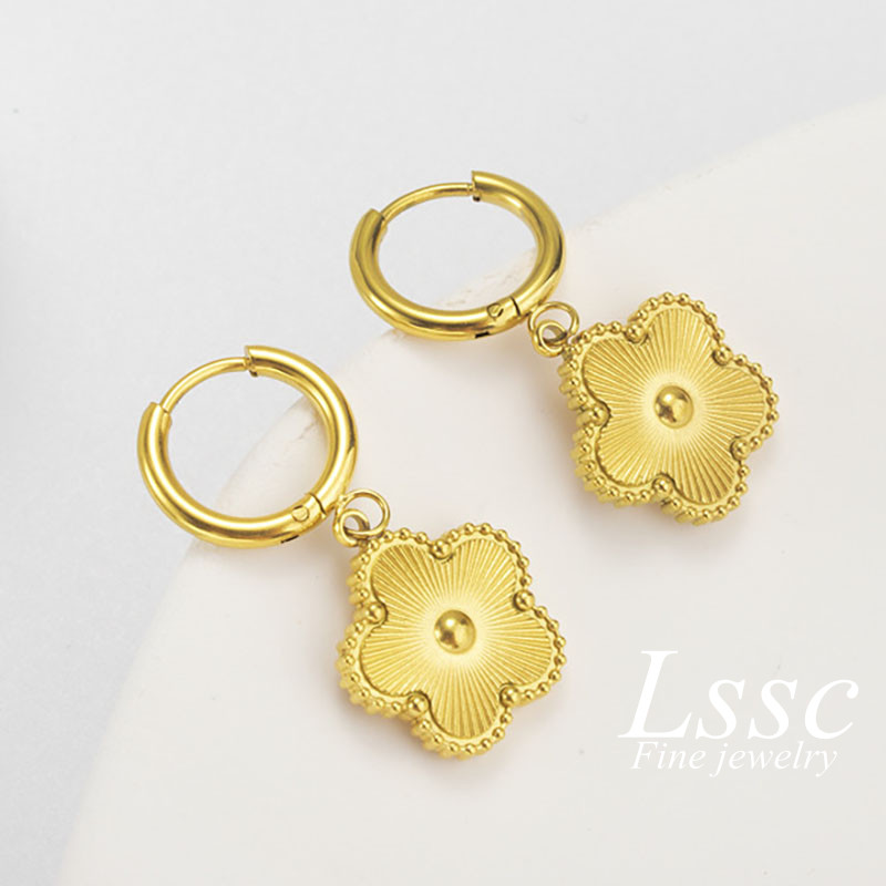 LSSC Subang Telinga Bunga Titanium Anti Karat Flower Earrings for Women ...