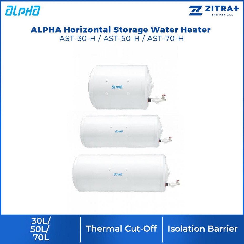 ALPHA 30L/50L/70L Horizontal Storage Water Heater AST-30-H/AST-50-H/AST-70-H | Multiple Size ...