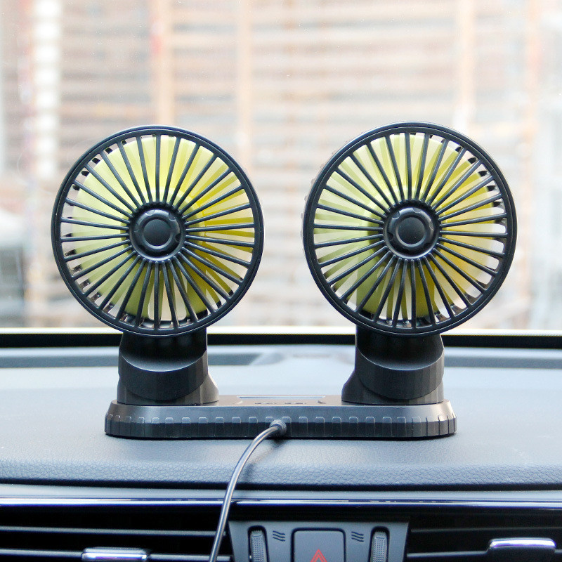 USB Double Head Fan 360° Rotating Cooler Car Fans Desktop Fan Truck Fan ...
