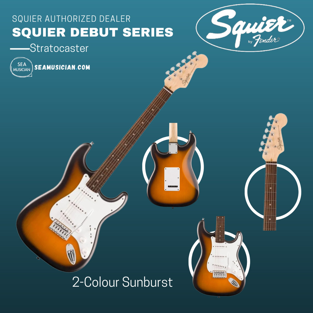SQUIER DEBUT SERIES STRATOCASTER ELECTRIC GUITAR, LAUREL FB, 2-COLOUR ...