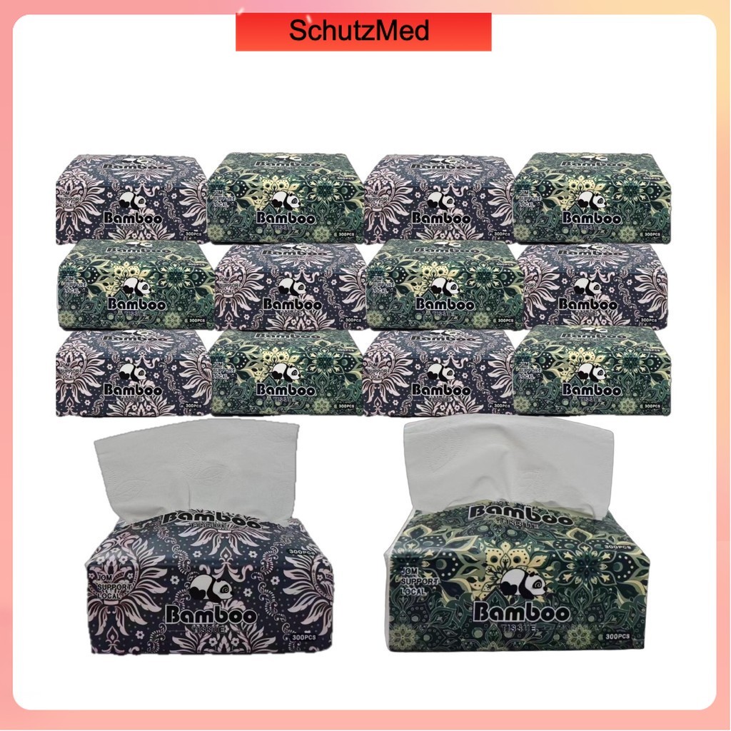 Bamboo Tissue Batik Green Pattern Tissue Tissue Soft Facial Tisu 300pcs ...