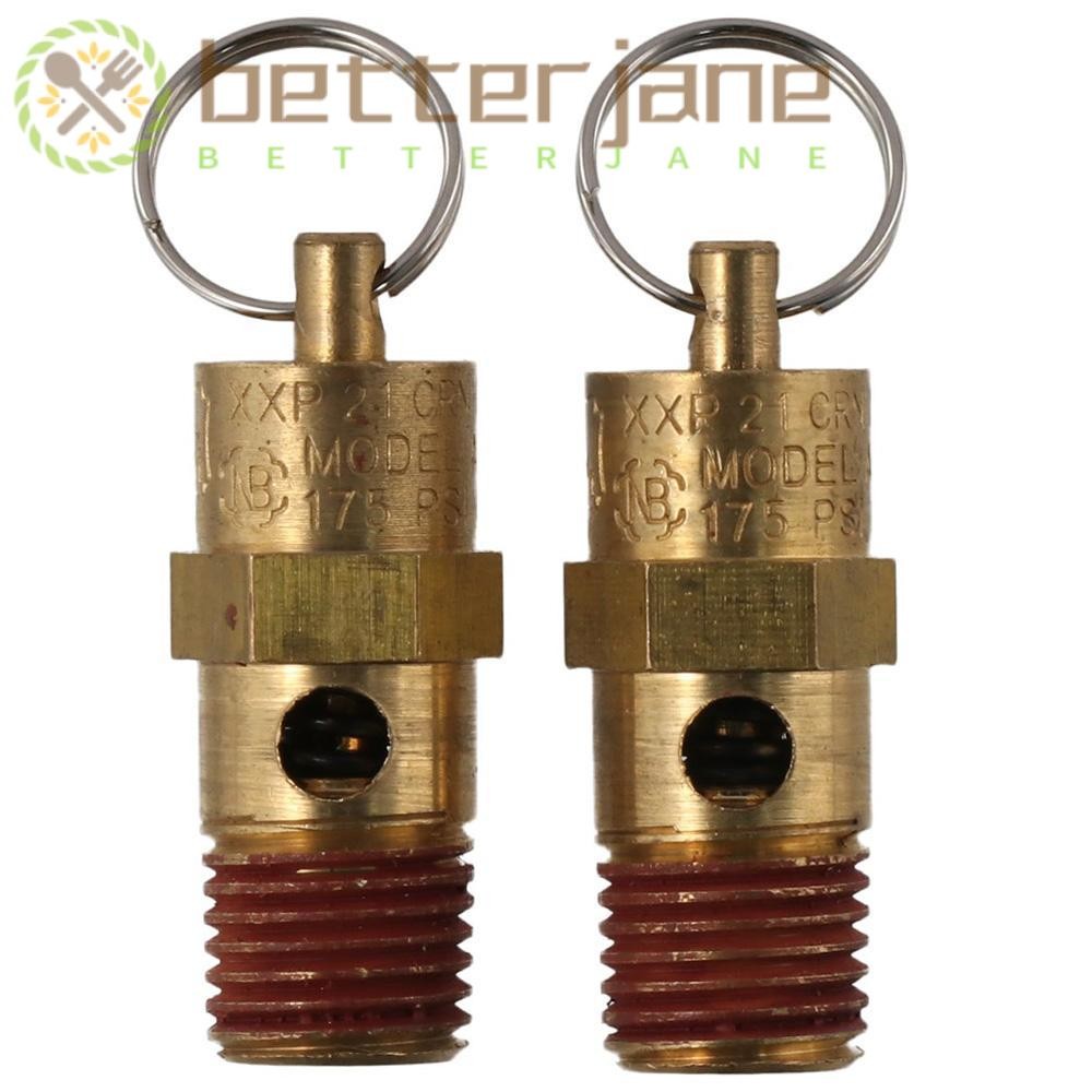 BETTER-JANE 2Pcs Brass Safety Valve, 1/4" 175 PSI Air Compressor Relief ...