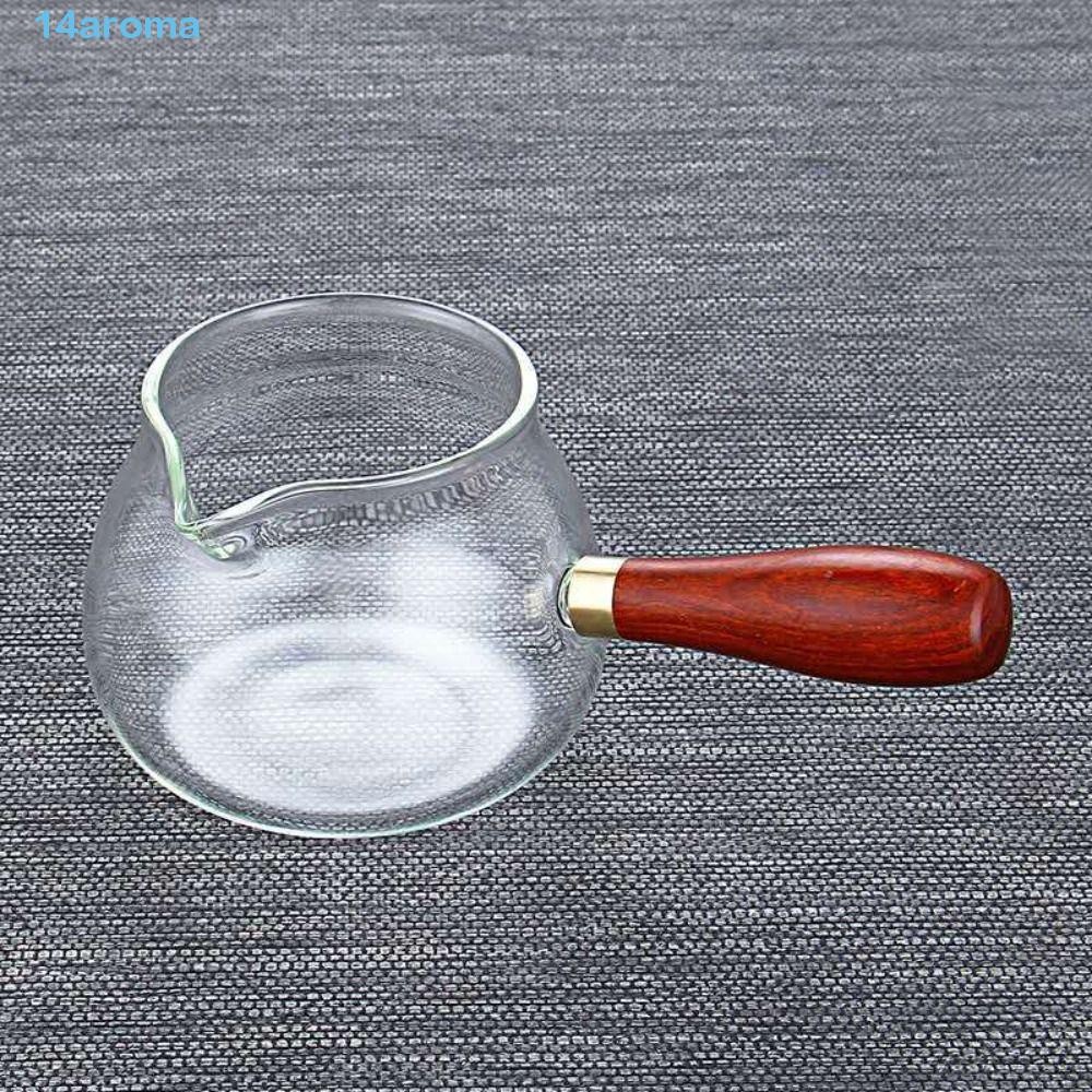 AROMA Tea Dispenser Pot, Wooden Handle Transparent Glass Sharing Tea ...